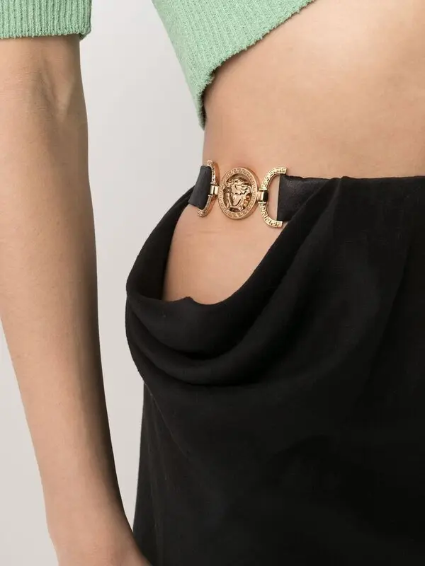 Versace Medusa Satin Midi Skirt