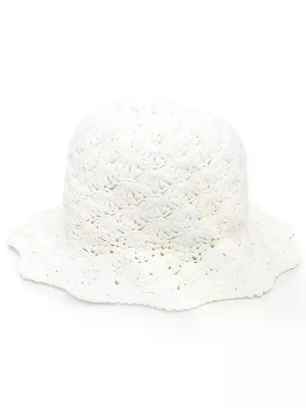 Red Valentino Woven Raffia Bucket Hat - White