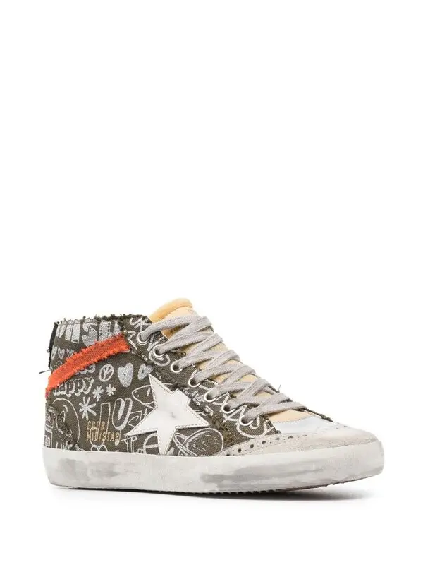 GOLDEN GOOSE Mid Star Lettering Print High-top Sneakers