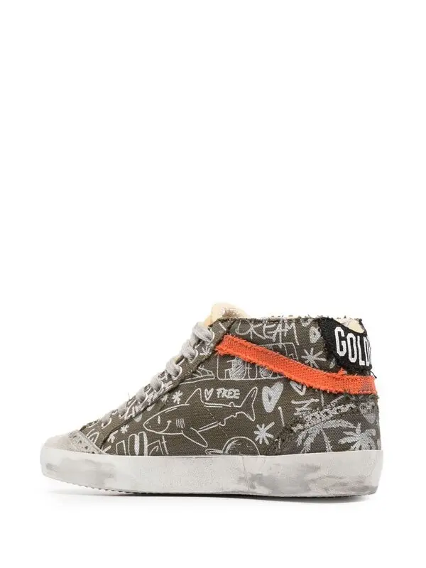 GOLDEN GOOSE Mid Star Lettering Print High-top Sneakers