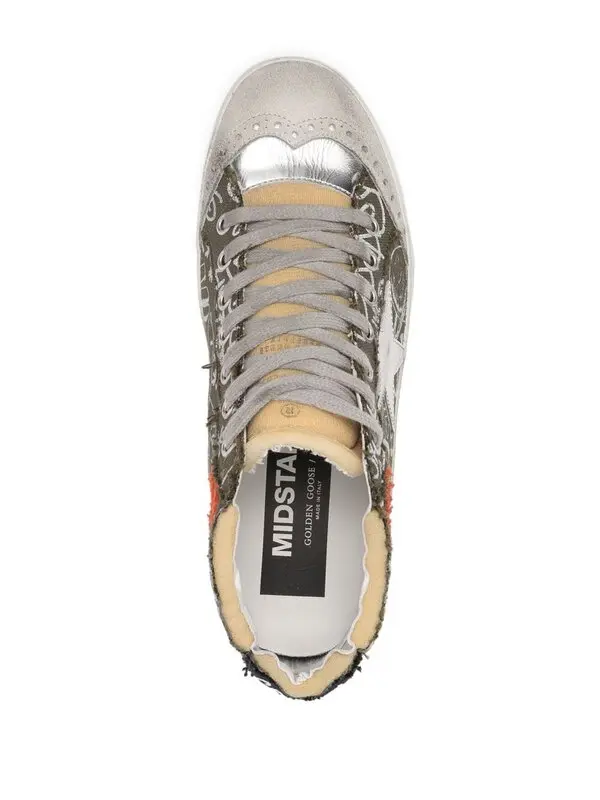 GOLDEN GOOSE Mid Star Lettering Print High-top Sneakers