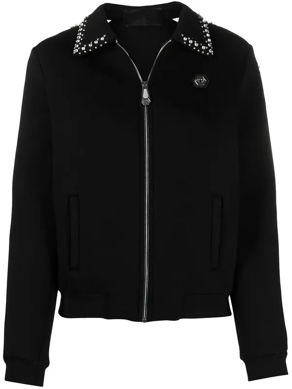 Philipp Plein Embellished Logo Bomber Jacket