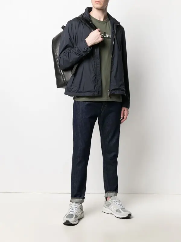 MOORER Hooded Zip-front Jacket - Blue