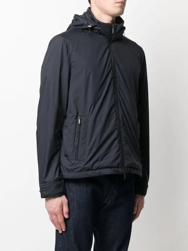 MOORER Hooded Zip-front Jacket - Blue