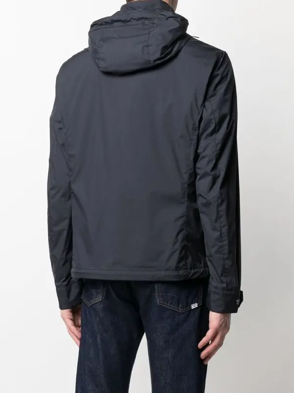 MOORER Hooded Zip-front Jacket - Blue