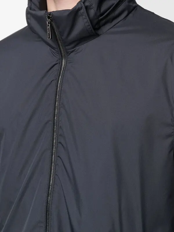 MOORER Hooded Zip-front Jacket - Blue
