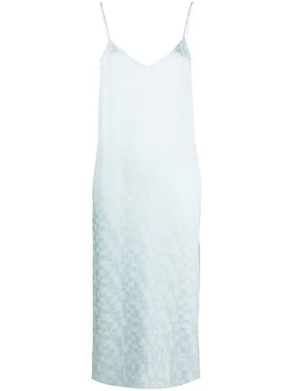 Palm Angels Monogram-print Slip Dress - Blue