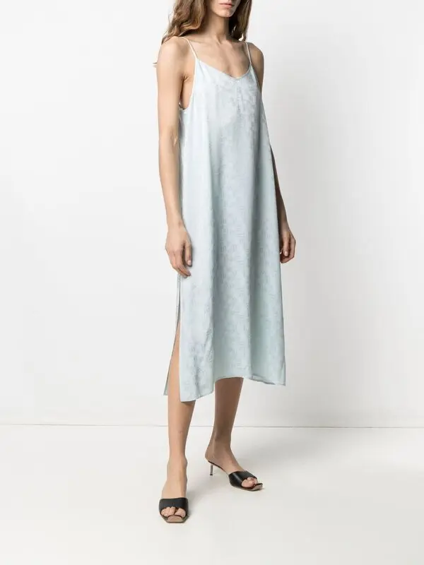 Palm Angels Monogram-print Slip Dress - Blue