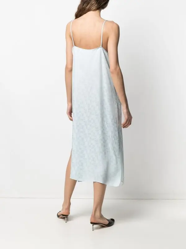 Palm Angels Monogram-print Slip Dress - Blue