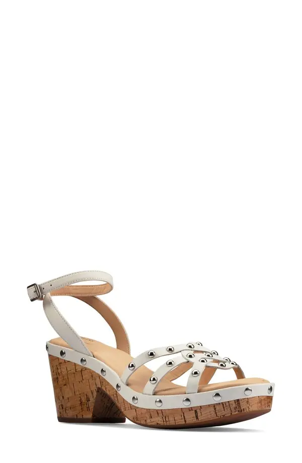 Clarks Maritsa 70 Ankle Strap Platform Sandal - White Interest