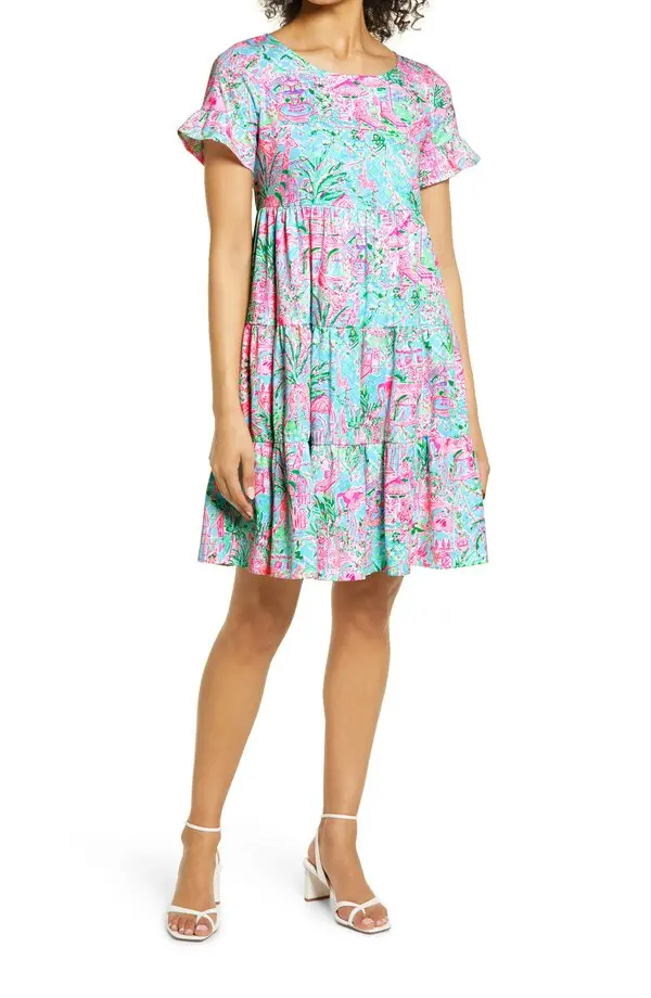 Lilly Pulitzer Jodee Floral Print Dress - Bali Blue Spotted On Worth |  Editorialist