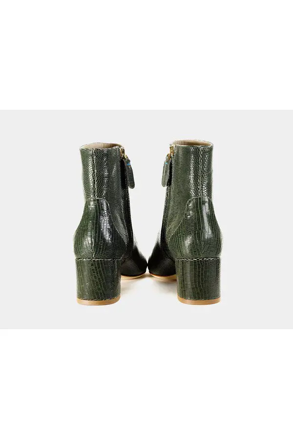 SANTM Monti Embossed Leather Boots - Green