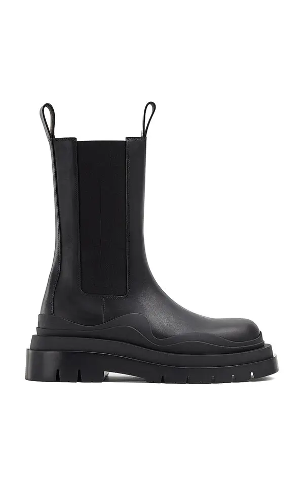 Bottega Veneta The Tire Leather Boots - Black,neutral