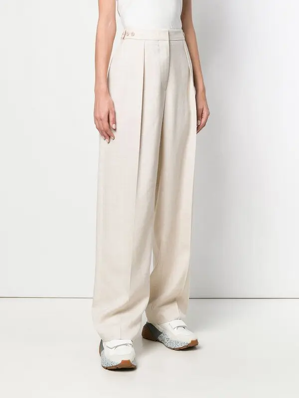 Stella McCartney High-waisted Wide-leg Linen-blend Trousers
