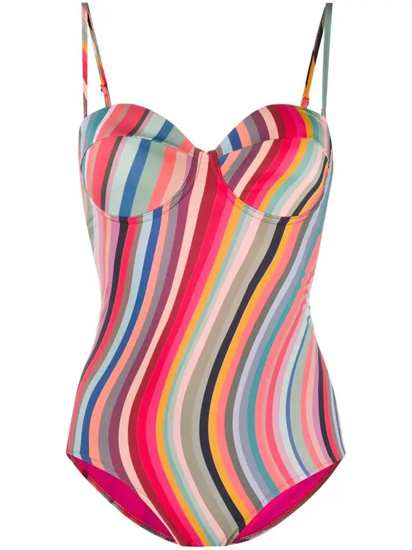 Paul Smith Swirl Print Wrap Bandeau Swimsuit - Pink
