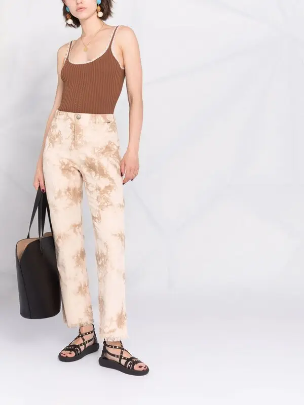 TWINSET Bleached-effect Straight Leg Jeans