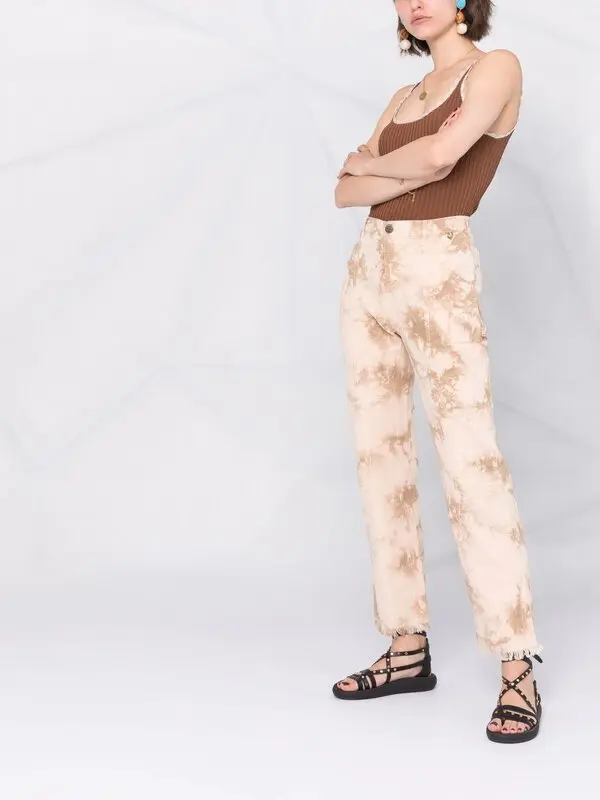 TWINSET Bleached-effect Straight Leg Jeans