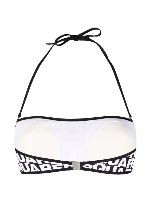 Dsquared2 Reversible Bikini Top With All-over Logo Print