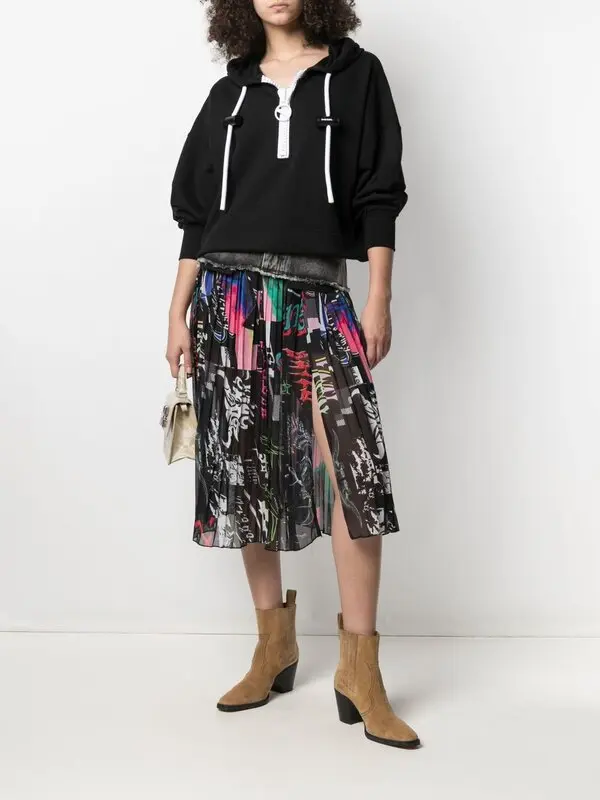DIESEL® Denim-panel Pleated Skirt