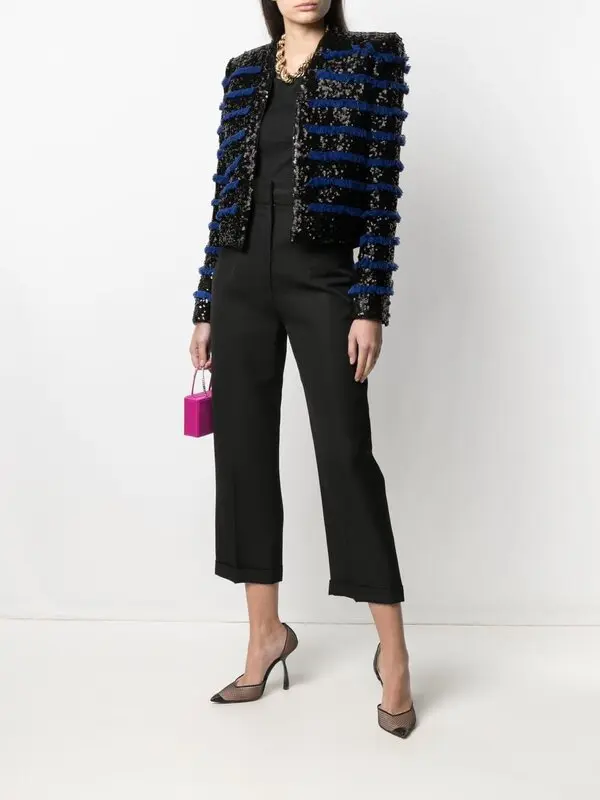 Balmain Sequin Embellished Fringed Jacket