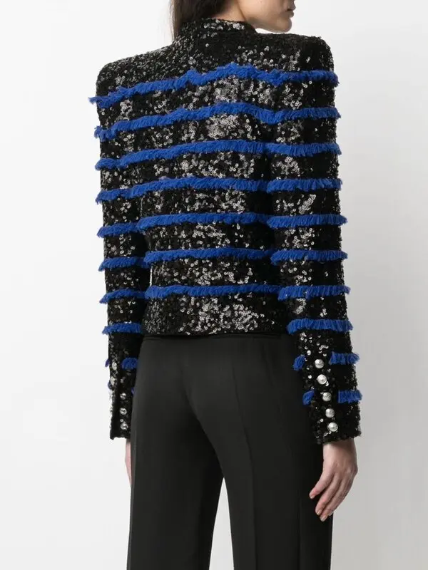 Balmain Sequin Embellished Fringed Jacket