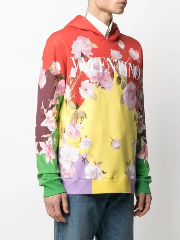 Valentino Garavani Rose-print Hoodie - Yellow