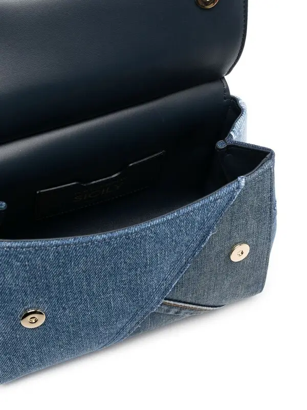 Dolce & Gabbana Small Sicily Patchwork Denim Tote Bag - Blue