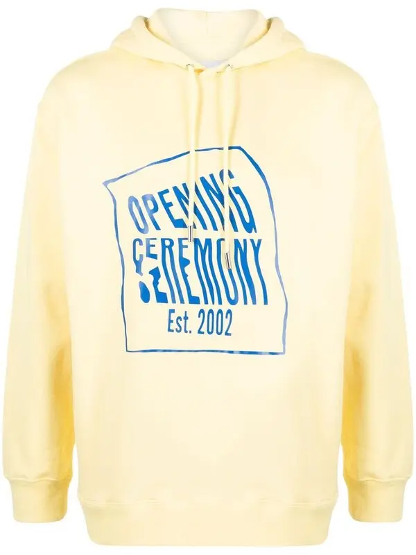 Opening Ceremony Warped Logo-print Cotton Hoodie - Yellow