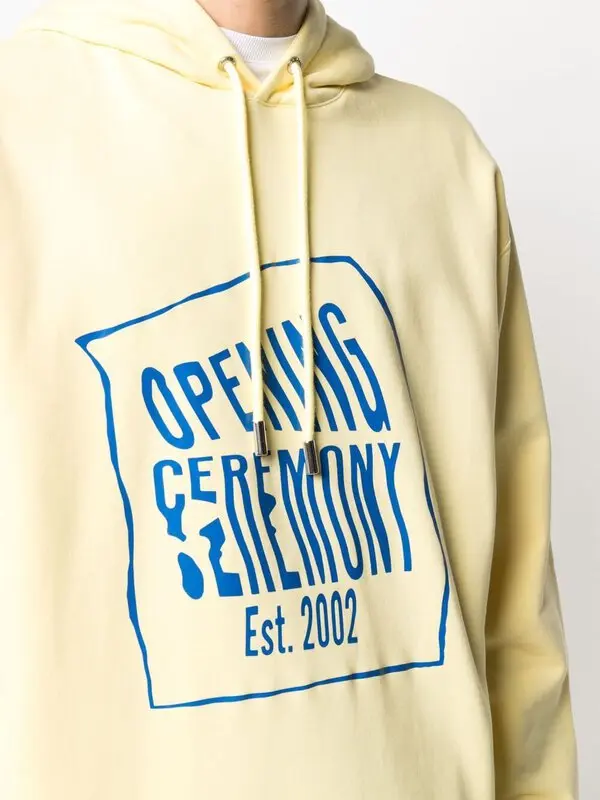 Opening Ceremony Warped Logo-print Cotton Hoodie - Yellow