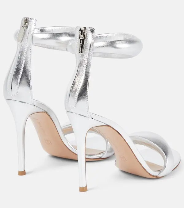 GIANVITO ROSSI Bijoux 105 Leather Sandals - Silver