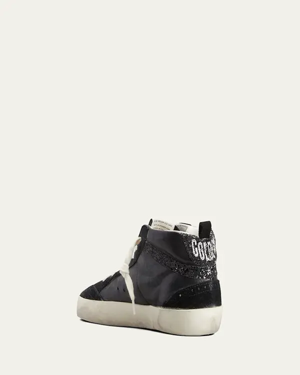 GOLDEN GOOSE Mid Star Glitter Wing-tip Sneakers