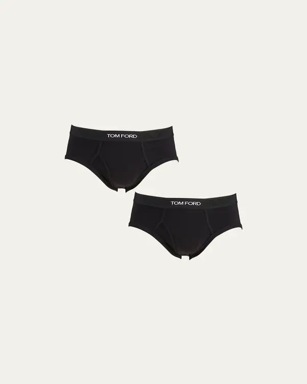 TOM FORD 2-pack Solid Jersey Logo-waist Briefs - Black