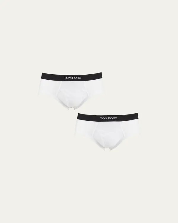 TOM FORD 2-pack Solid Jersey Logo-waist Briefs - White