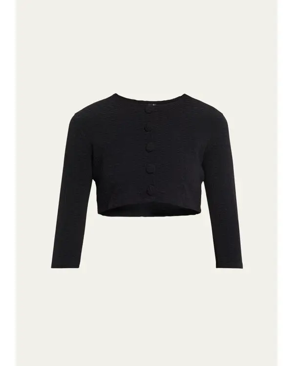Lisa Marie Fernandez Seersucker Cropped Cardigan - Black Seersucker