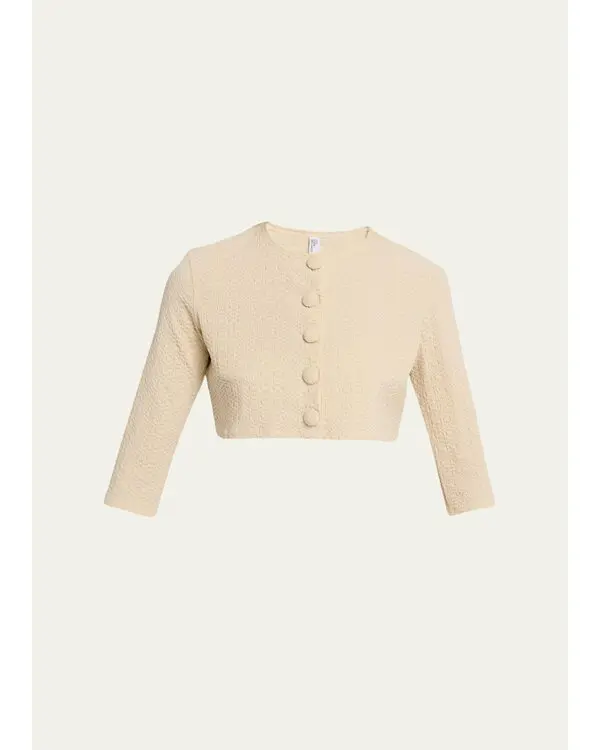 Lisa Marie Fernandez Seersucker Cropped Cardigan - Natural
