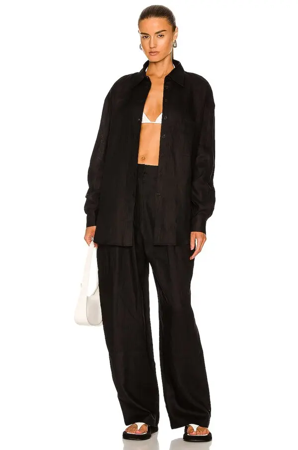 AEXAE Linen Woven Shirt - Black