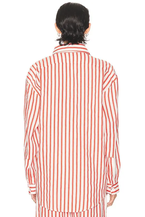 AEXAE Linen Woven Shirt - Stripe Red