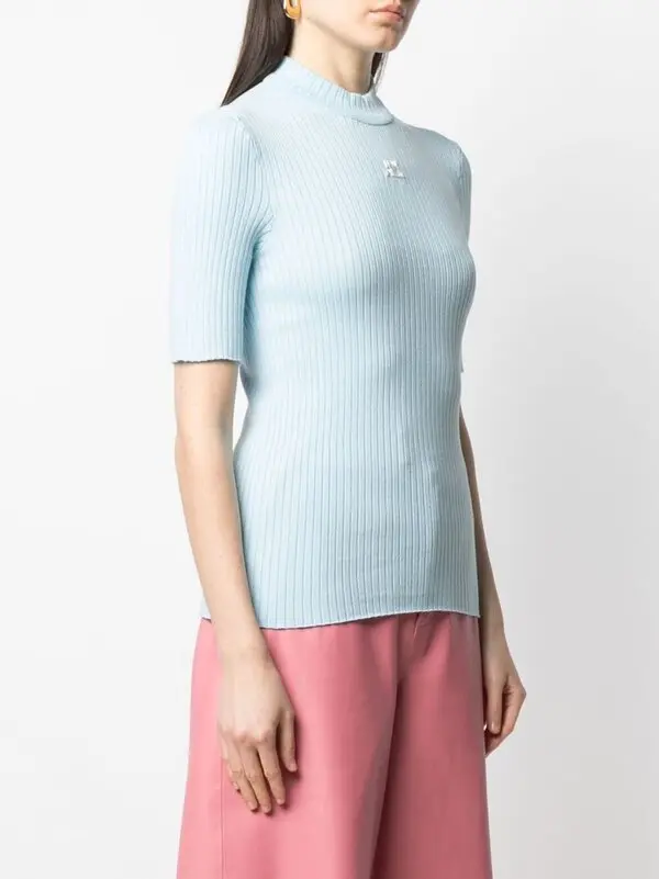 COURREGES Logo-embroidered Ribbed Sweater