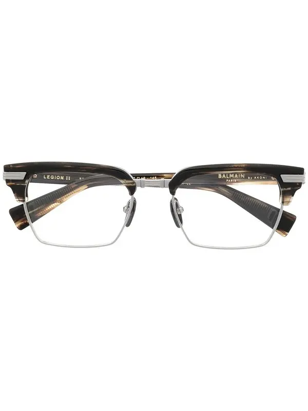 Balmain Legion Ii Rectangle-frame Glasses - Brown