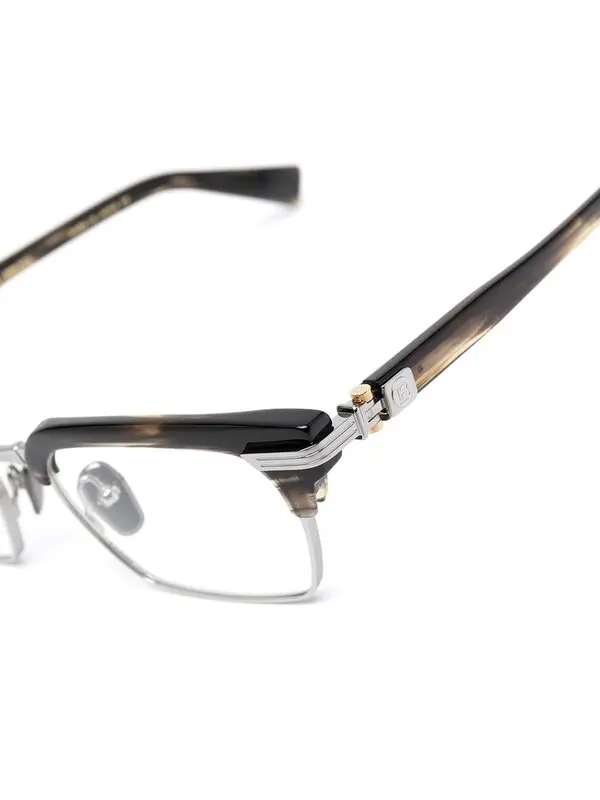 Balmain Legion Ii Rectangle-frame Glasses - Brown