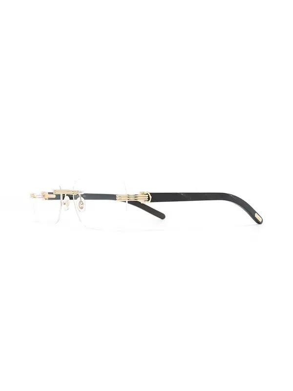CARTIER C De Rectangle-frame Glasses - Black