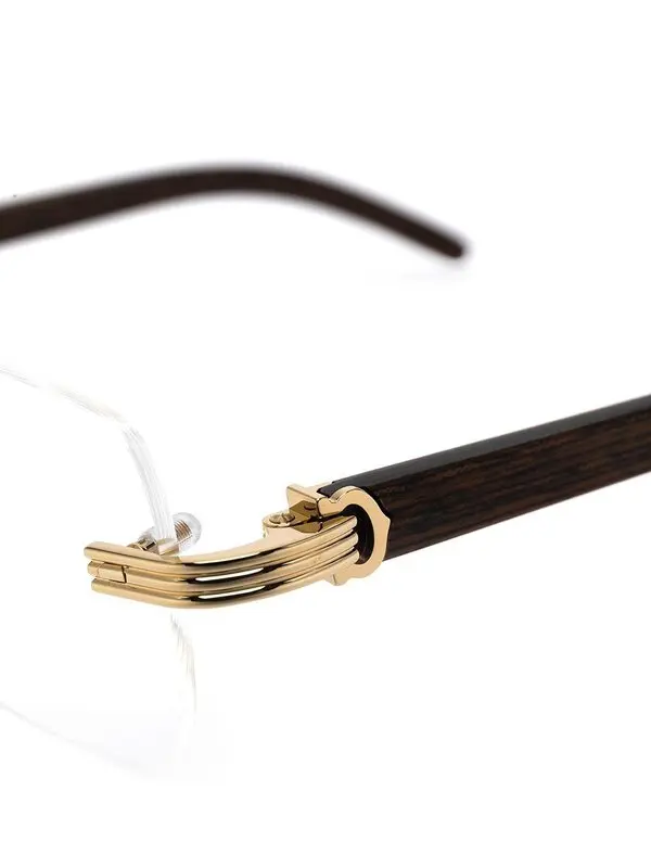CARTIER C De Rectangle-frame Glasses - Brown