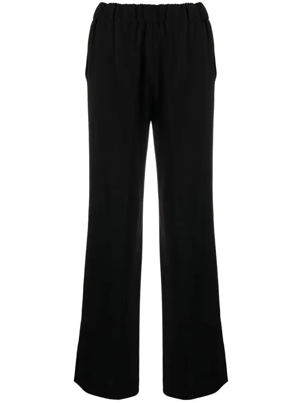 Alberto Biani Flared Crepe Trousers - Black