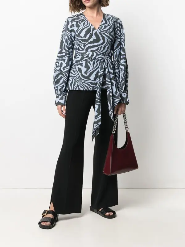Alberto Biani Flared Crepe Trousers - Black