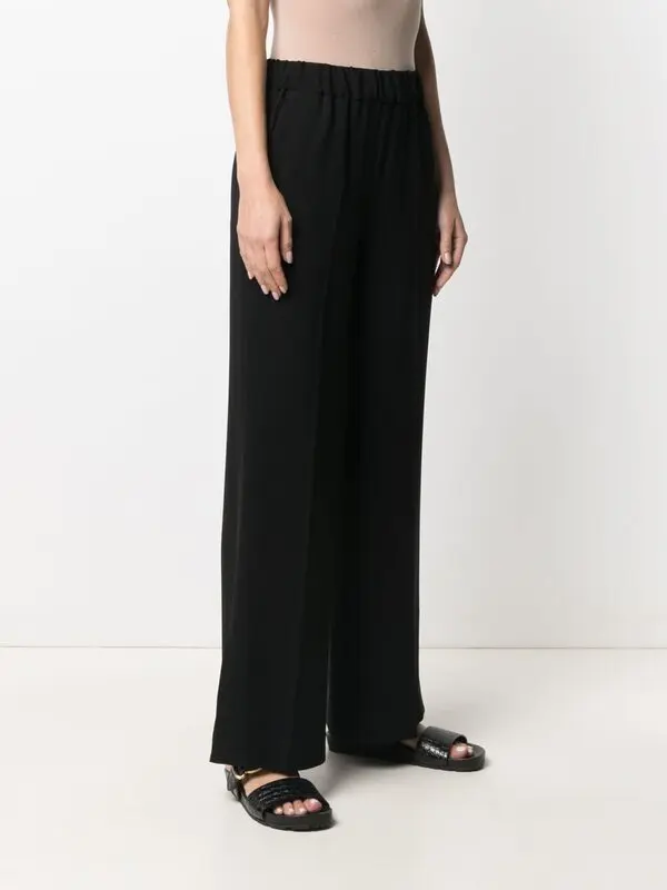 Alberto Biani Flared Crepe Trousers - Black