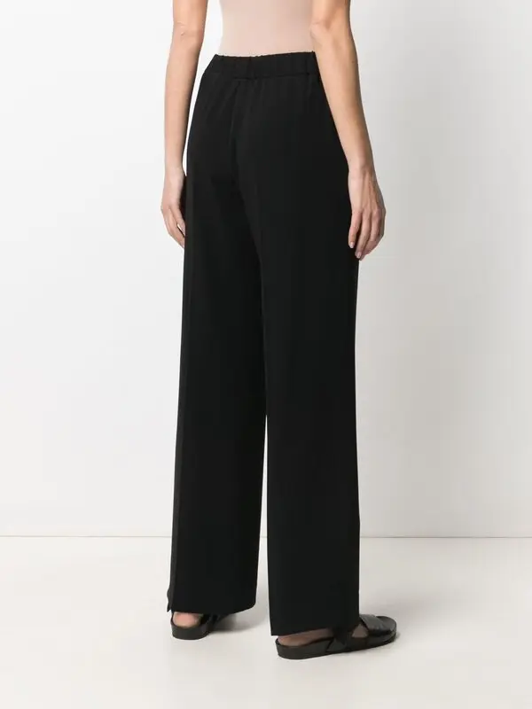 Alberto Biani Flared Crepe Trousers - Black