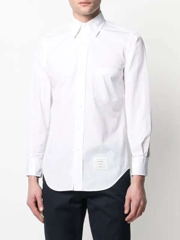 Thom Browne Button-down Rwb Detail Shirt - White