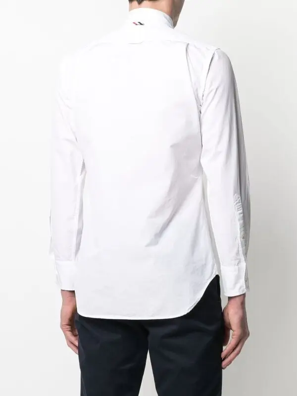 Thom Browne Button-down Rwb Detail Shirt - White
