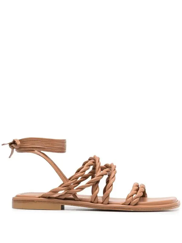 STUART WEITZMAN Braided Strap Sandals - Brown