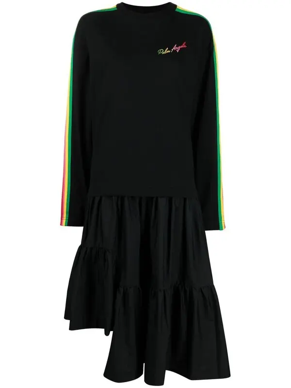 Palm Angels Asymmetric Long-sleeve Dress